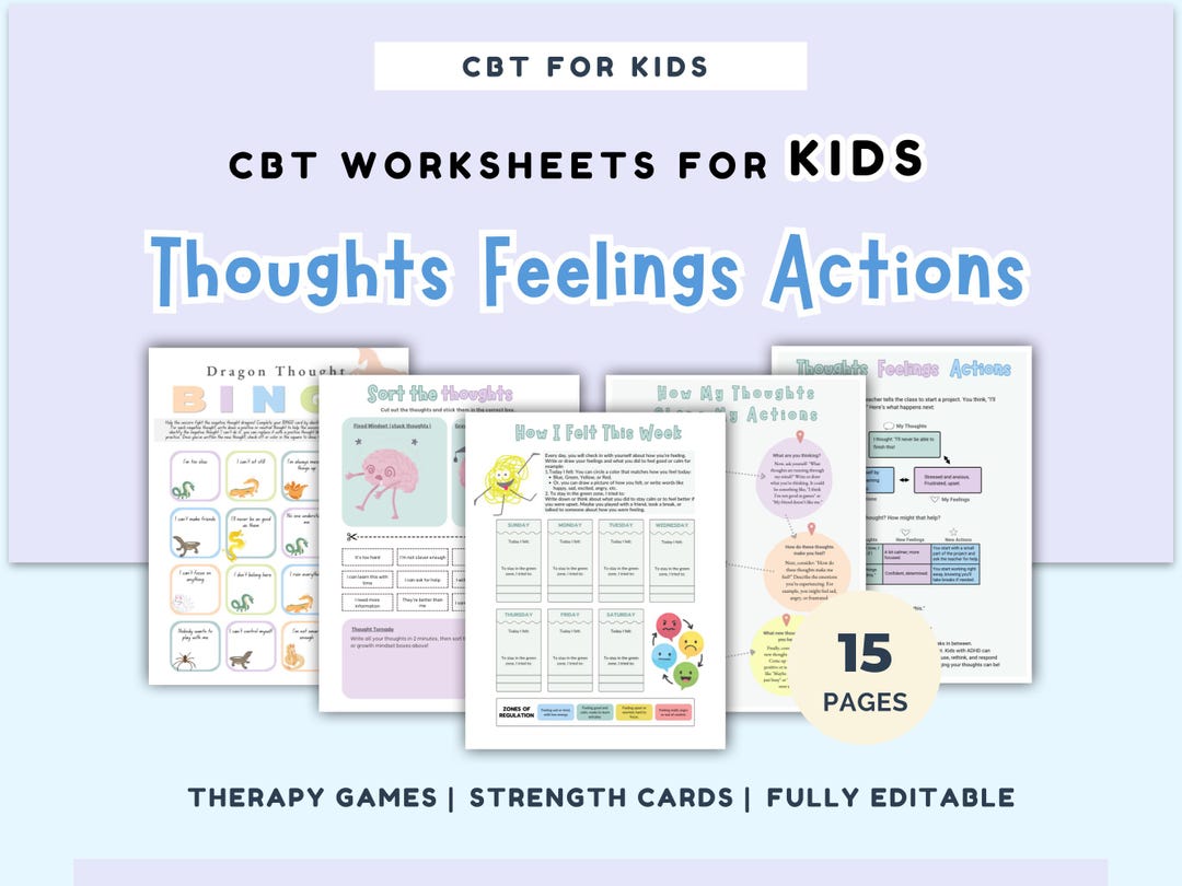 CBT Worksheets for Kids: Emotional Regulation & Coping Skills (15-page ...