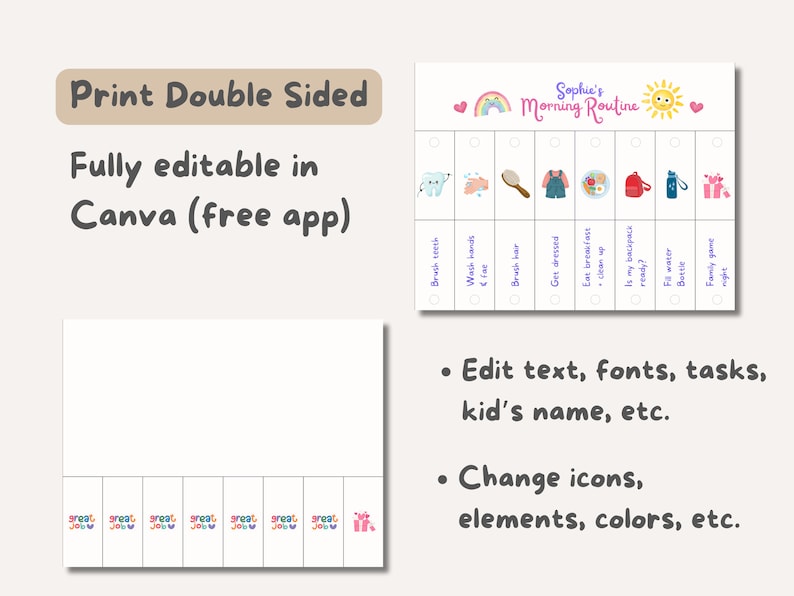 Kids Routine Flip Chart: Visual Schedule, Morning & Bedtime (EDITABLE ...