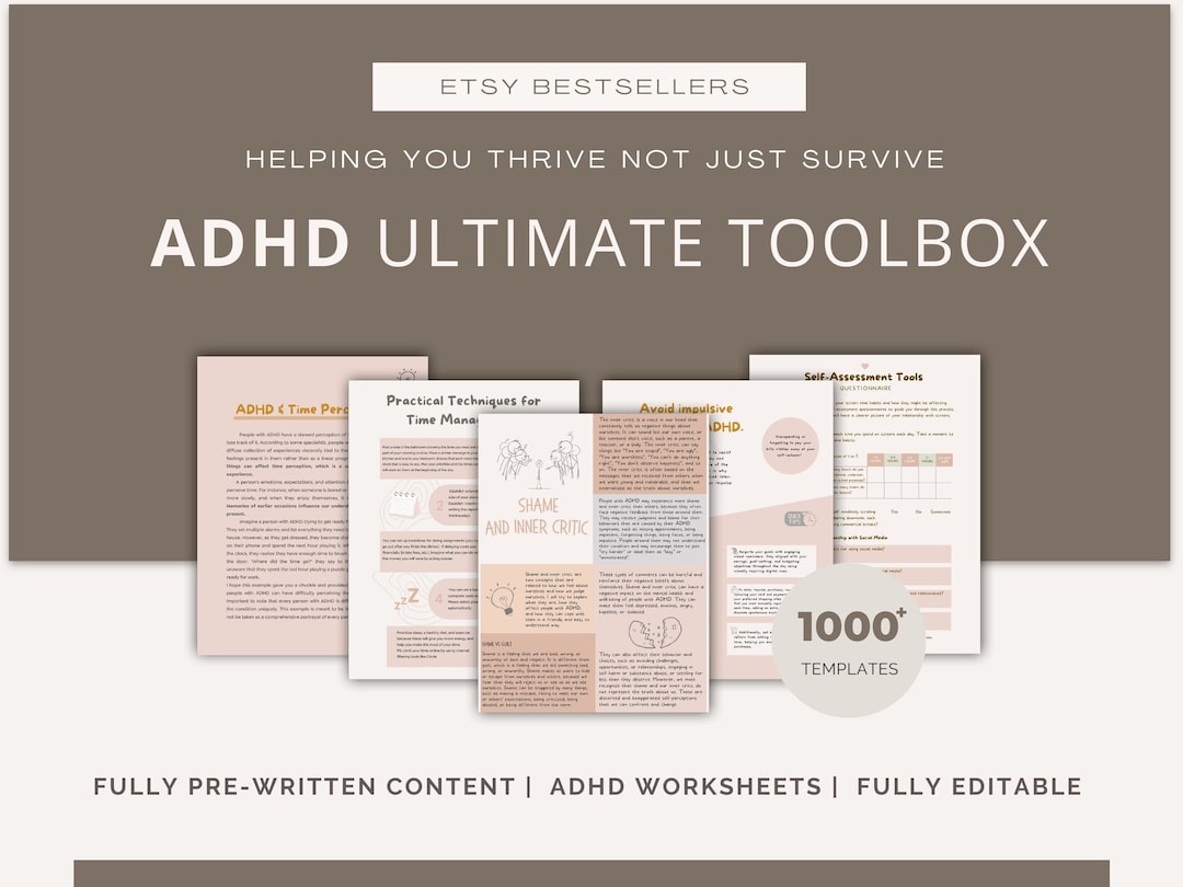 ADHD Ultimate Toolbox: Planners & Workbooks, Editable in Canva (digital ...