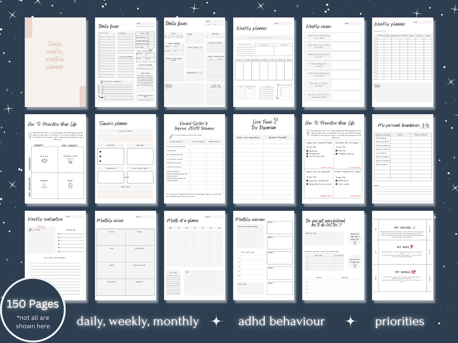 ADHD Planner science Based, PRINTABLE Adult ADHD Journal, Daily Planner ...