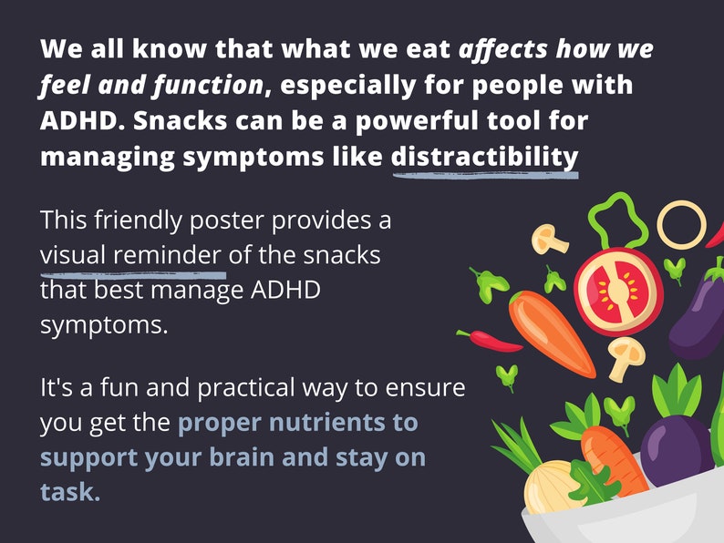 ADHD Nutrition Poster: Smart Snack Guide for Focus (digital Download ...