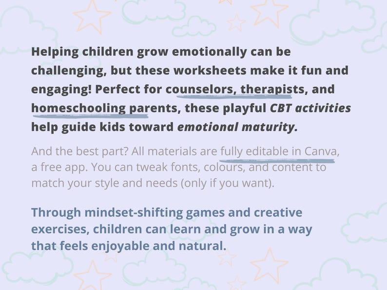 CBT Worksheets for Kids: Emotional Regulation, Coping Skills (printable ...