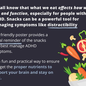 Smart Snack for ADHD Poster to Improve Focus and Productivity | ADHD ...