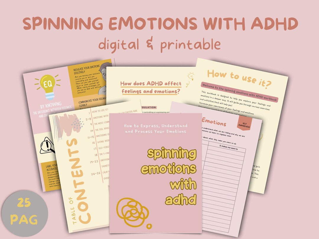 ADHD Planner & Workbook for Emotional Regulation: Feelings Wheel ...