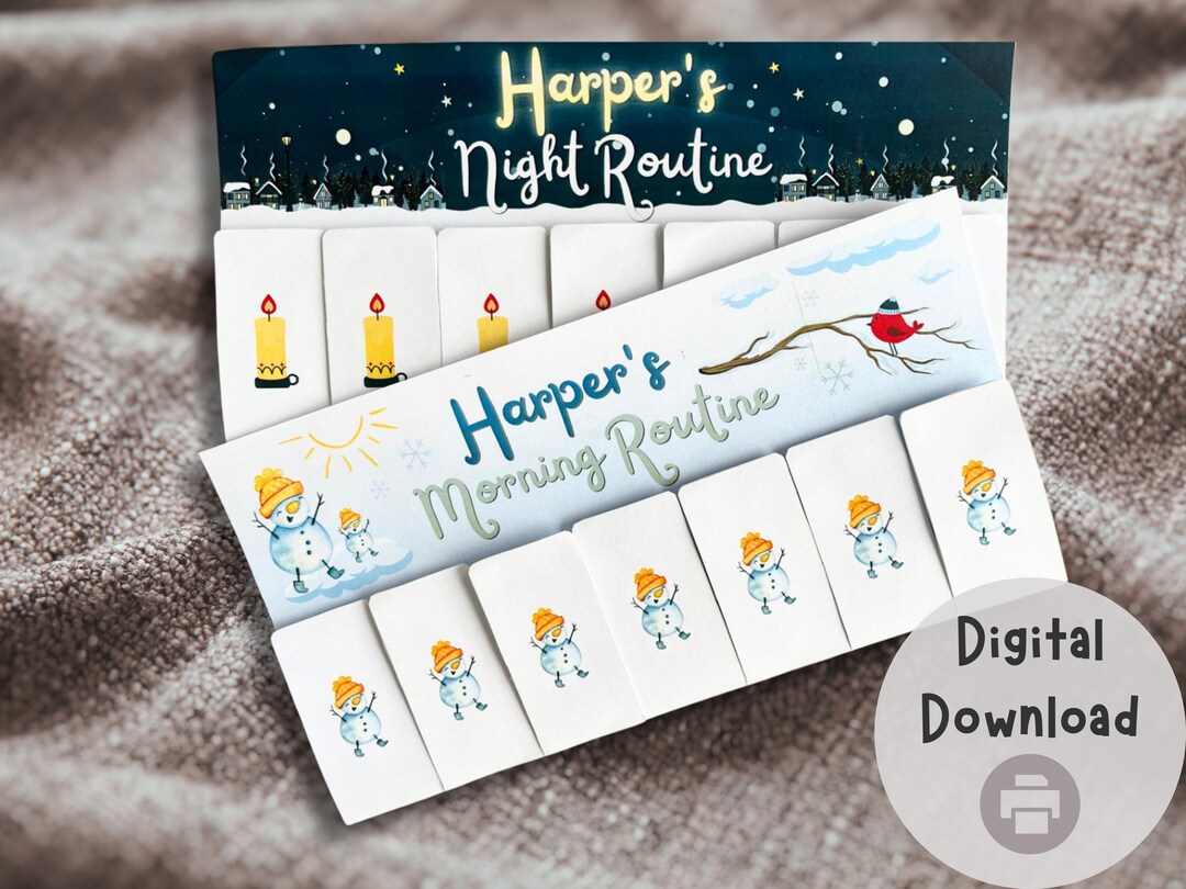 Kids Winter Chore Chart: Toddler Daily Routine Cards (printable Digital ...