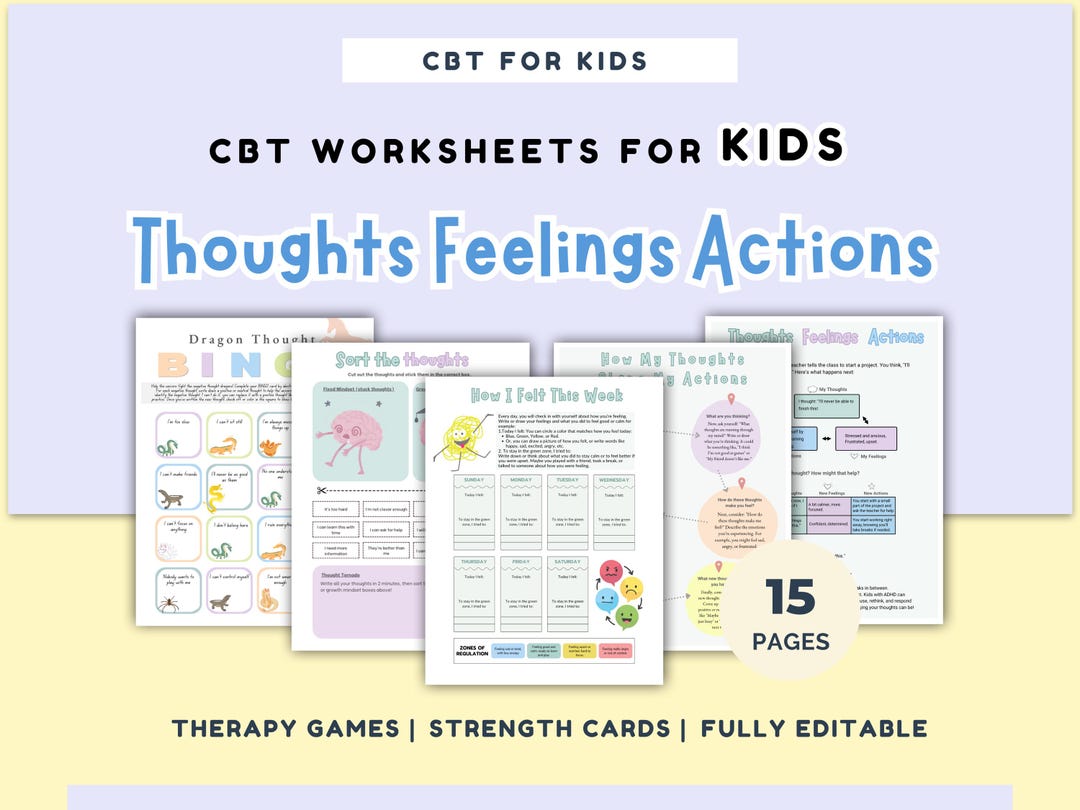 CBT Worksheets for Kids: Emotional Regulation, Coping Skills (printable ...