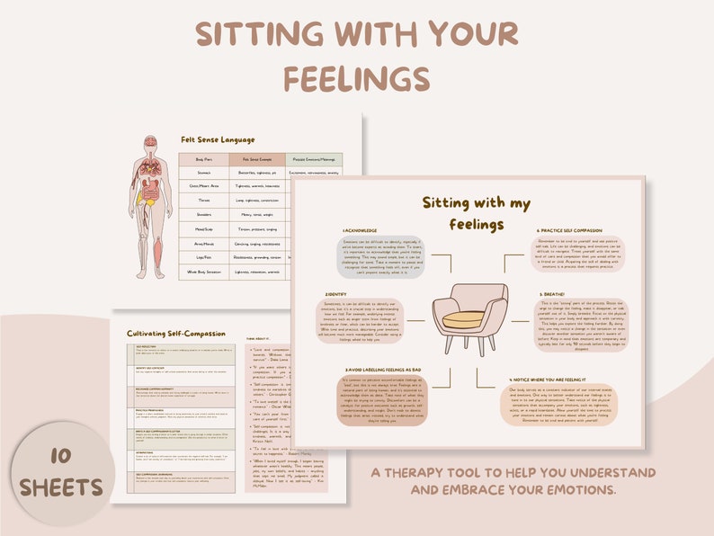 Feelings CBT Worksheets: Emotional Regulation & Self-awareness (digital ...