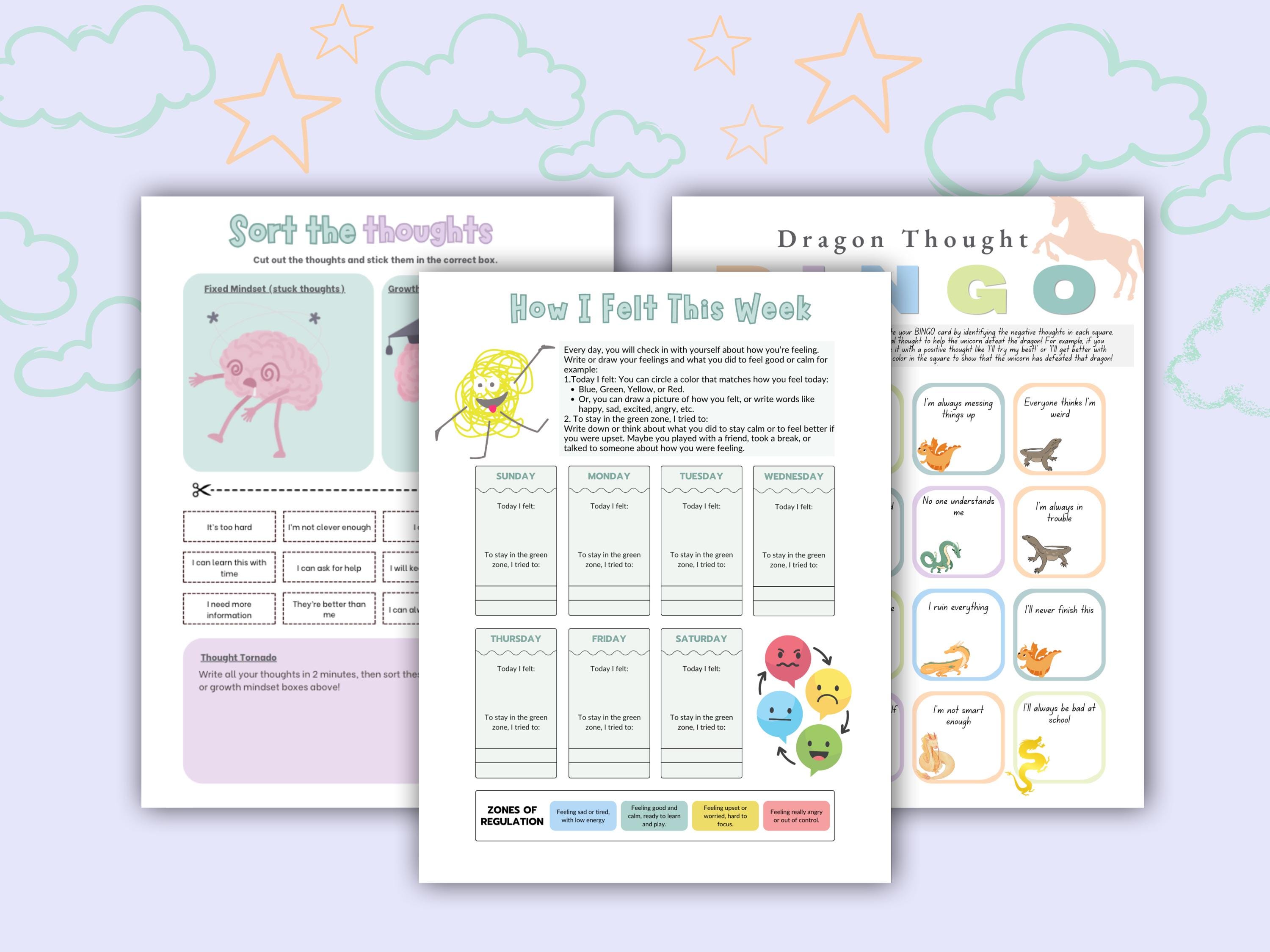 ADHD CBT Worksheets for Kids: Emotional Regulation, Coping Skills ...