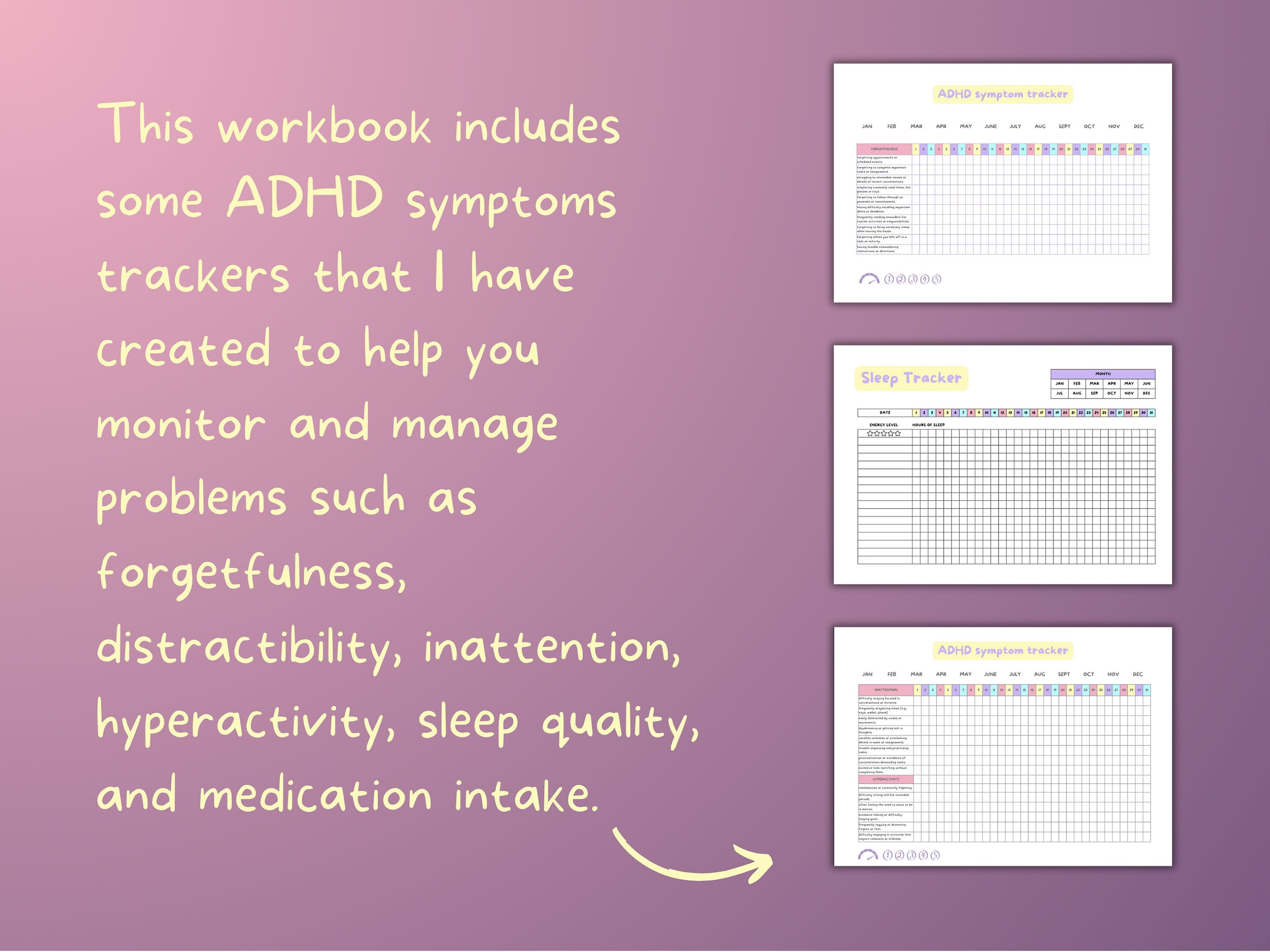 ADHD Symptom Tracker Workbook: A Planner Journal to Manage - Etsy