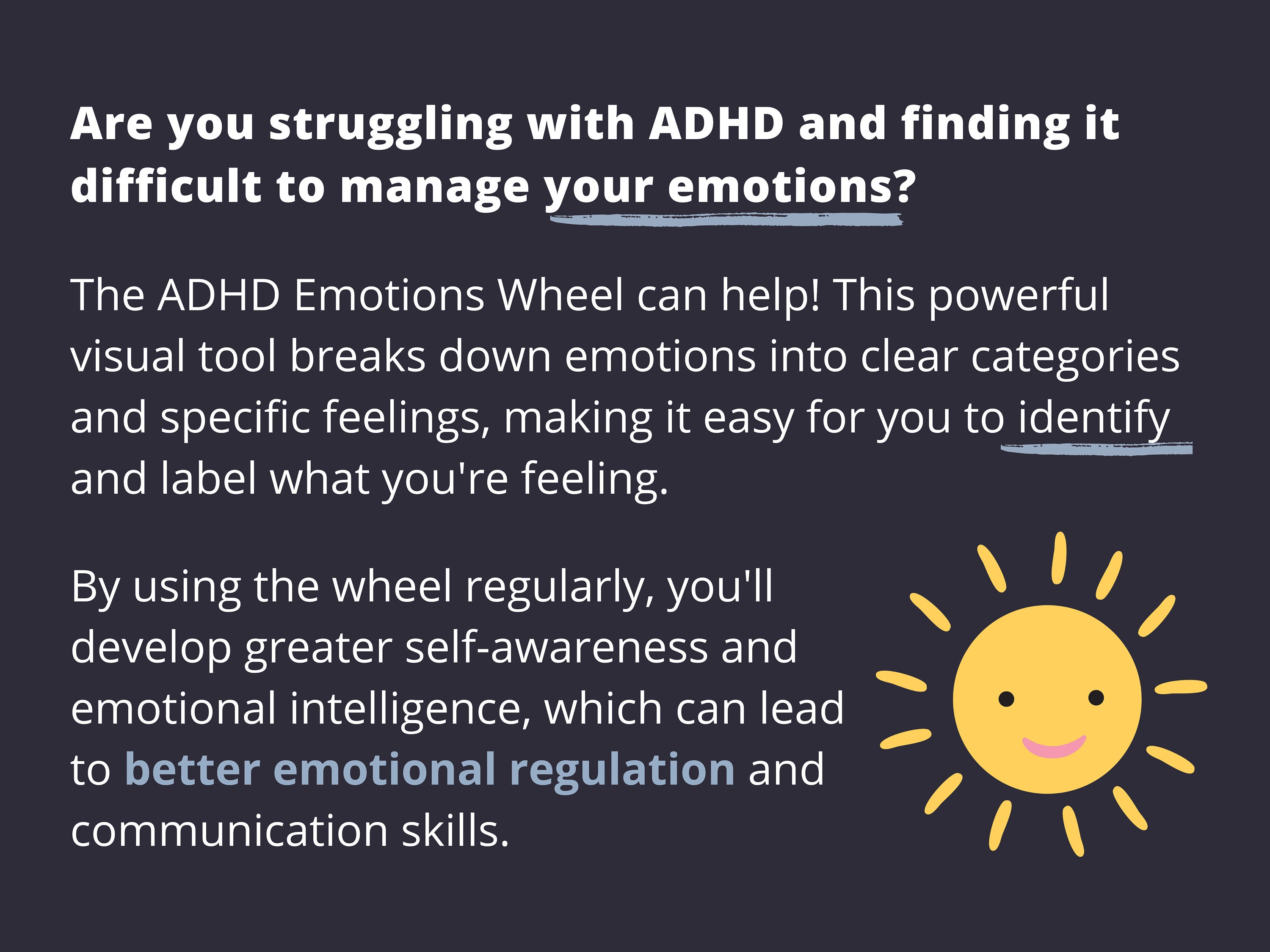 Feelings Wheel With ADHD Chart Printable ADHD Emotions Wheel - Etsy