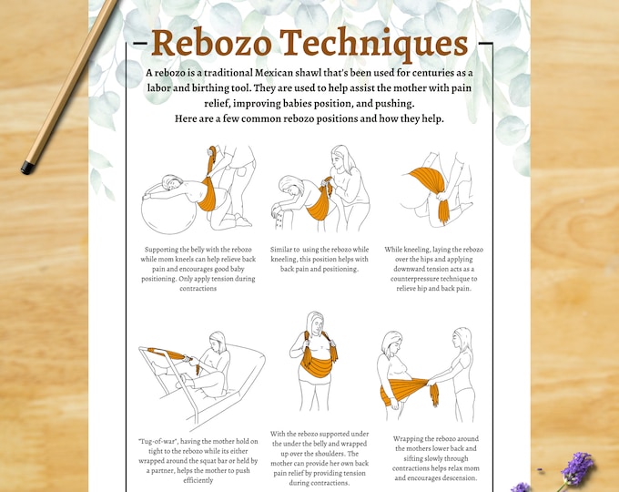 Rebozo Techniques Chart, Doula Resource, Midwife Resource, Rebozo ...