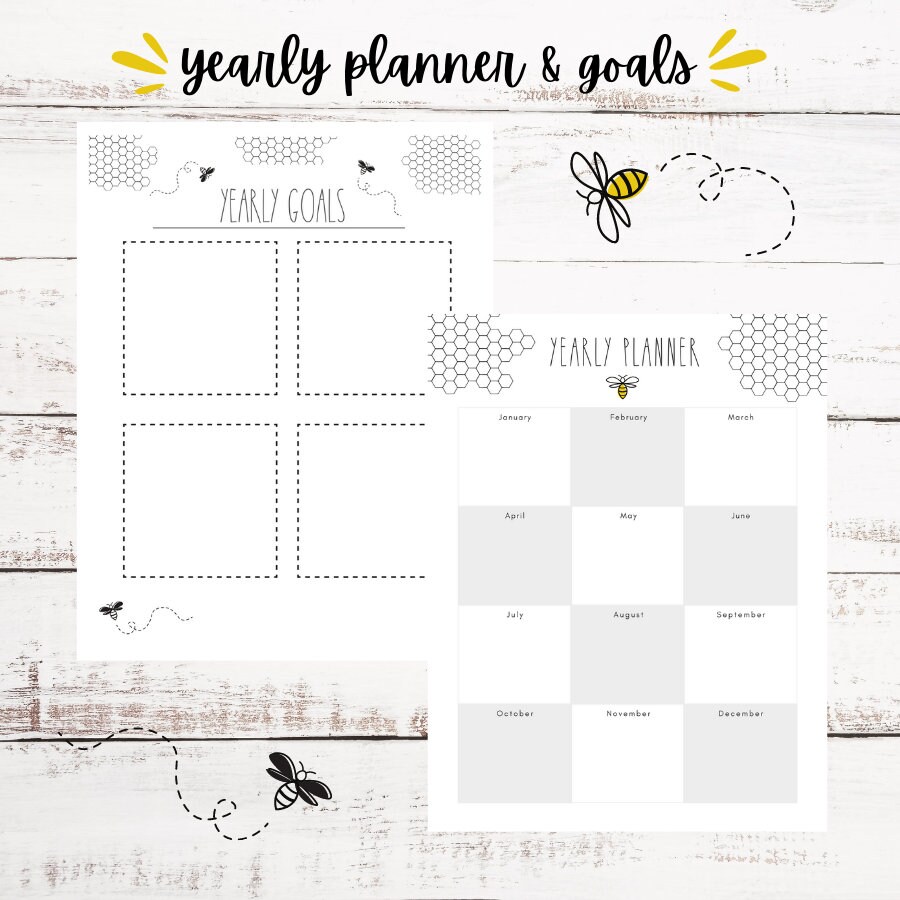 Undated Digital or Printable Weekly Planner Bee Theme Planner ...