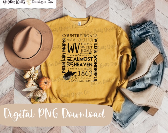 WV Country Roads Collage PNG - Sublimation Design - Cut File ...