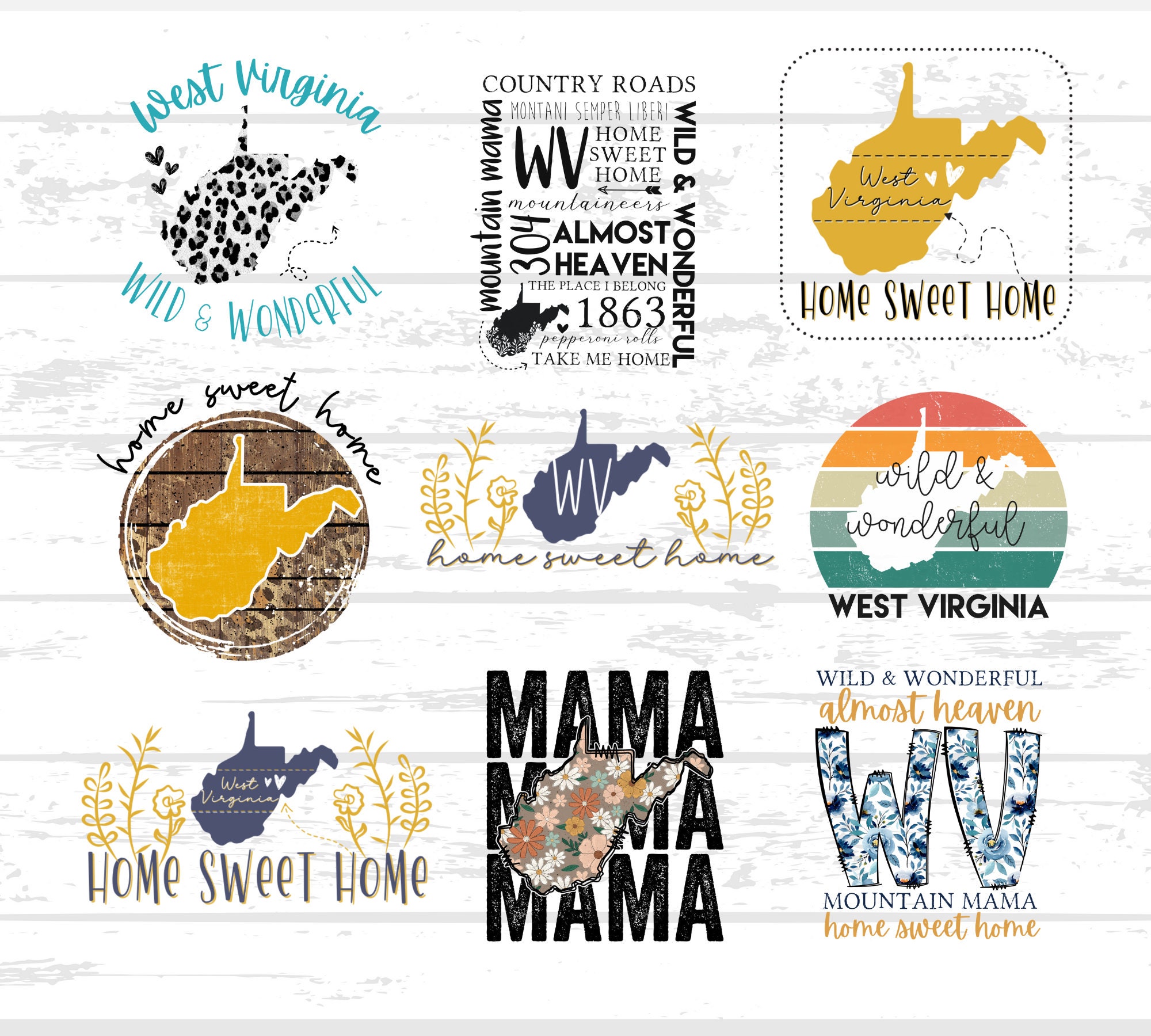 West Virginia Design Bundle -perfect for Sublimation, DTF Transfers ...