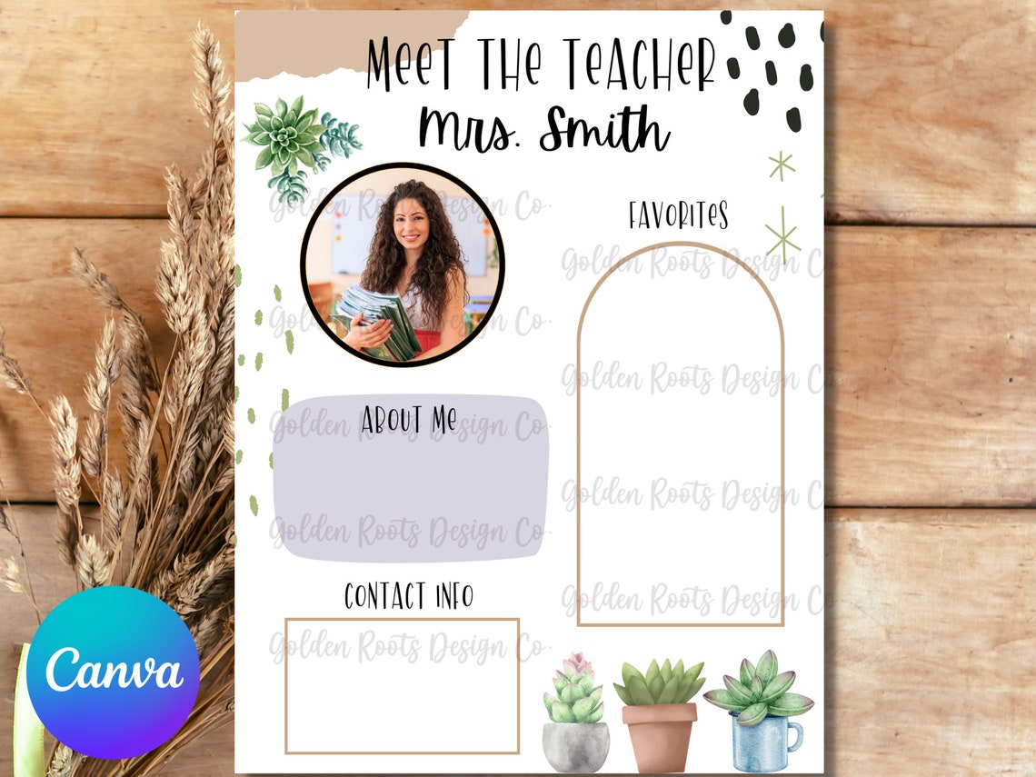 Meet the Teacher Template Editable Canva Teacher Template Classroom ...
