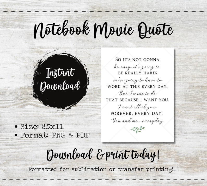 Notebook Movie Quote Printable I Want All of You Everyday Art Notebook ...