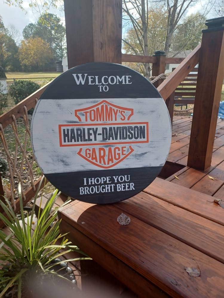 Custom Harley-davidson Wood Sign, Harley Garage Sign, Harley Man Cave ...