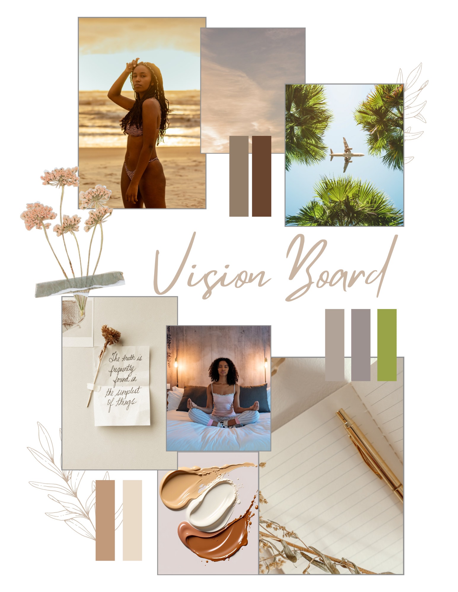 Vision Board, Black Girl Vision Board, Aesthetic, Digital Art, Download ...