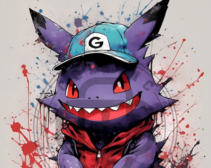 Gengar Poster: Japanese Style Pokemon Inspired Anime Artwork Printable ...