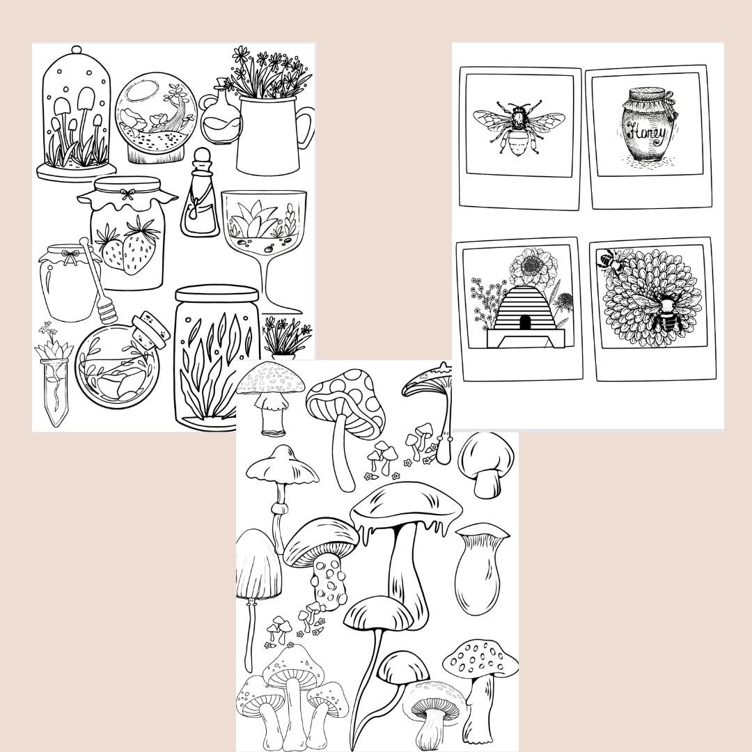 12 Cottage Core Coloring Pages- Fae Core Coloring Pages - Etsy
