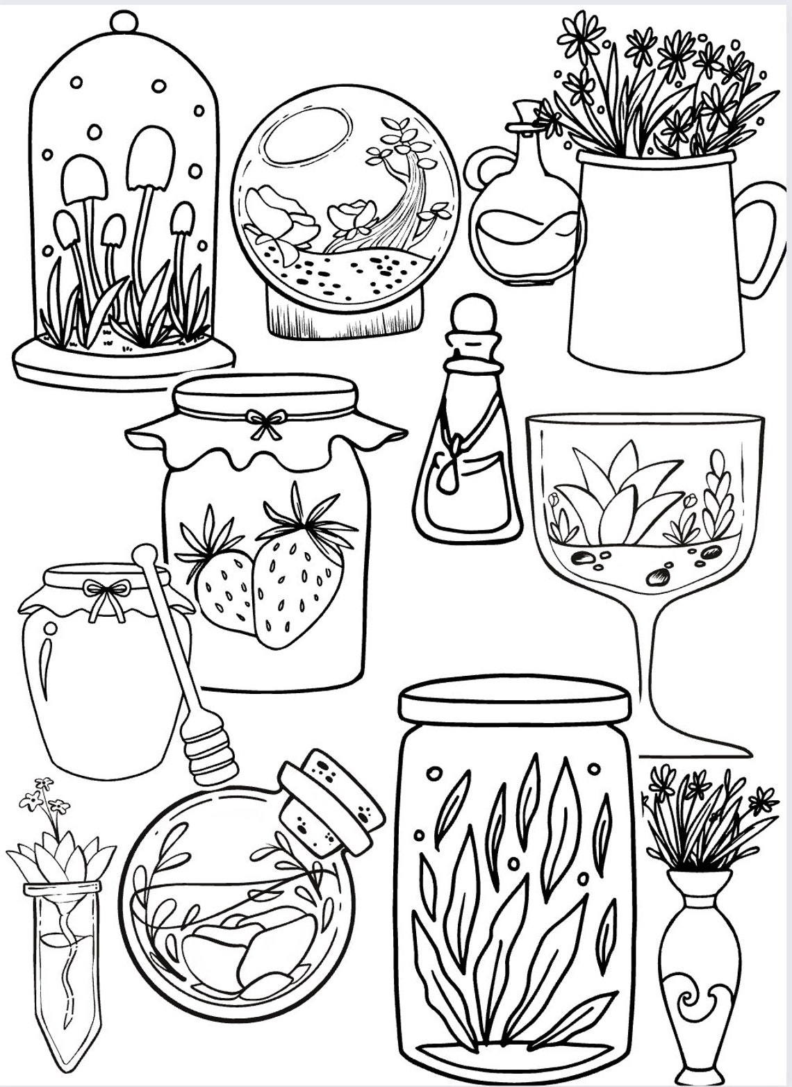 12 Cottage Core Coloring Pages- Fae Core Coloring Pages - Etsy