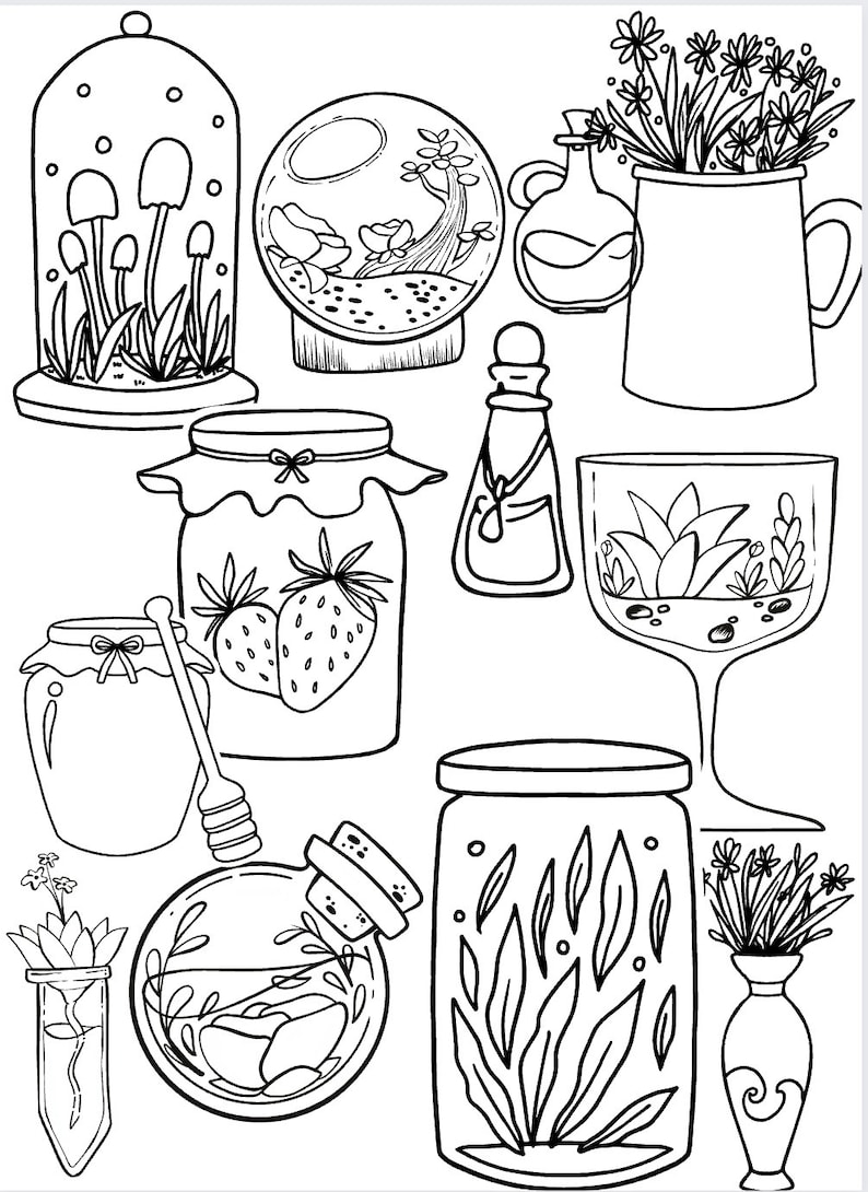 12 Cottage Core Coloring Pages- Fae Core Coloring Pages - Etsy