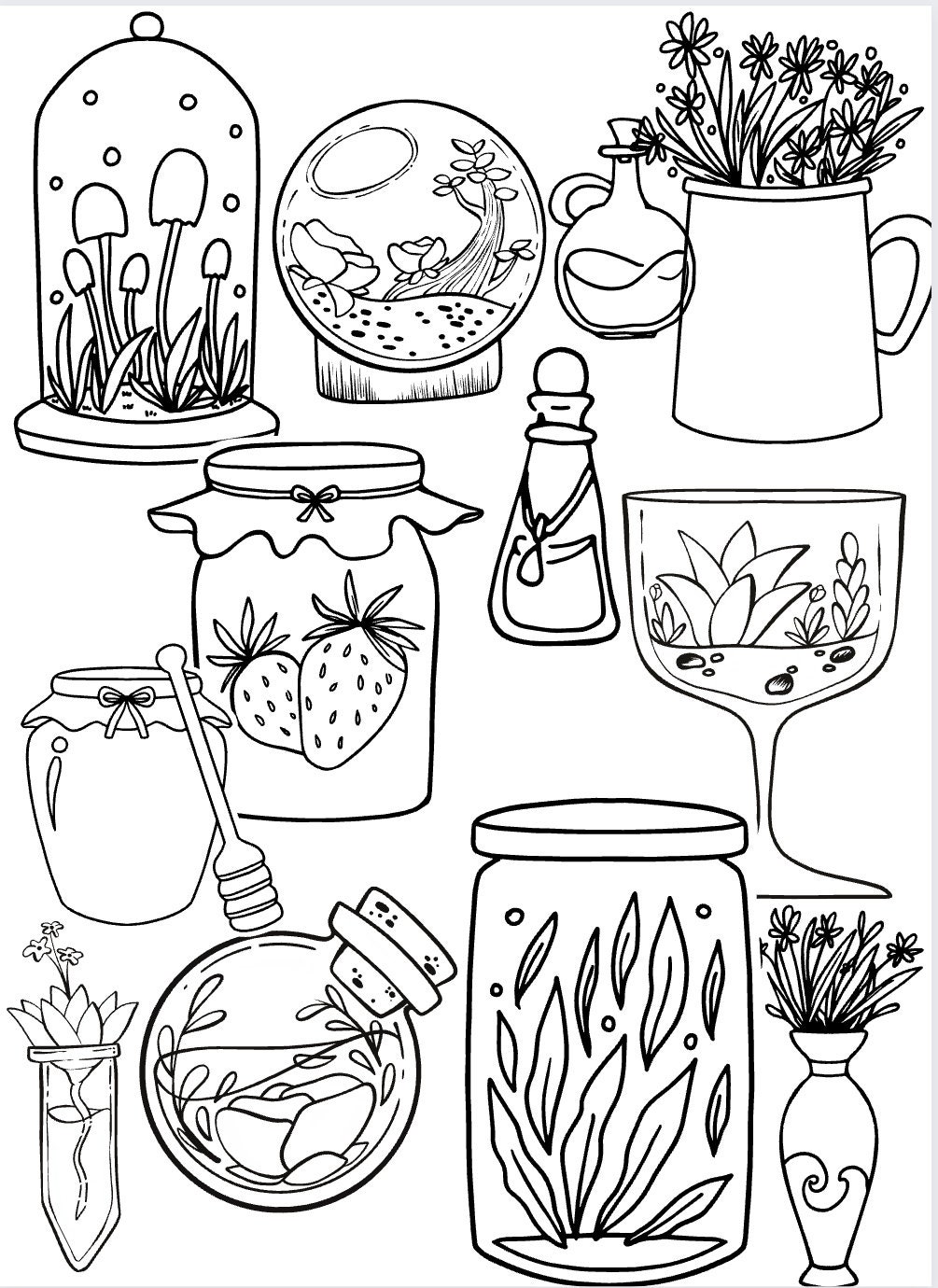 12 Cottage Core Coloring Pages- Fae Core Coloring Pages - Etsy