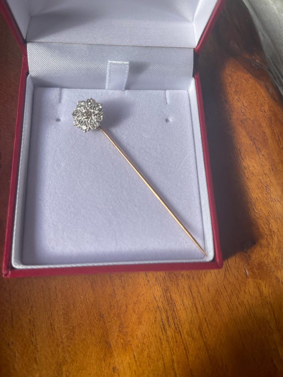 Impressive antique stick pin with 9 diamond cluster.… - Gem