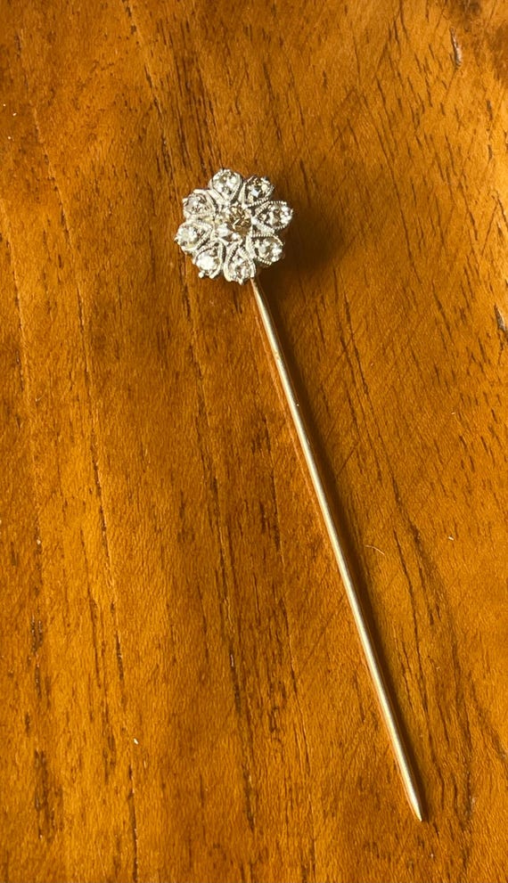 Impressive antique stick pin with 9 diamond cluster.… - Gem
