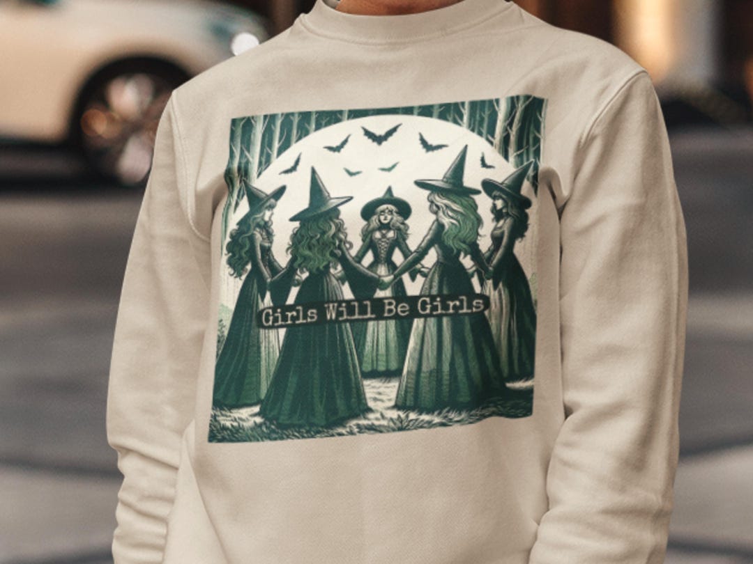 Vintage Girls Will Be Girls Witch Sweater, Retro Funny Witch Vintage ...