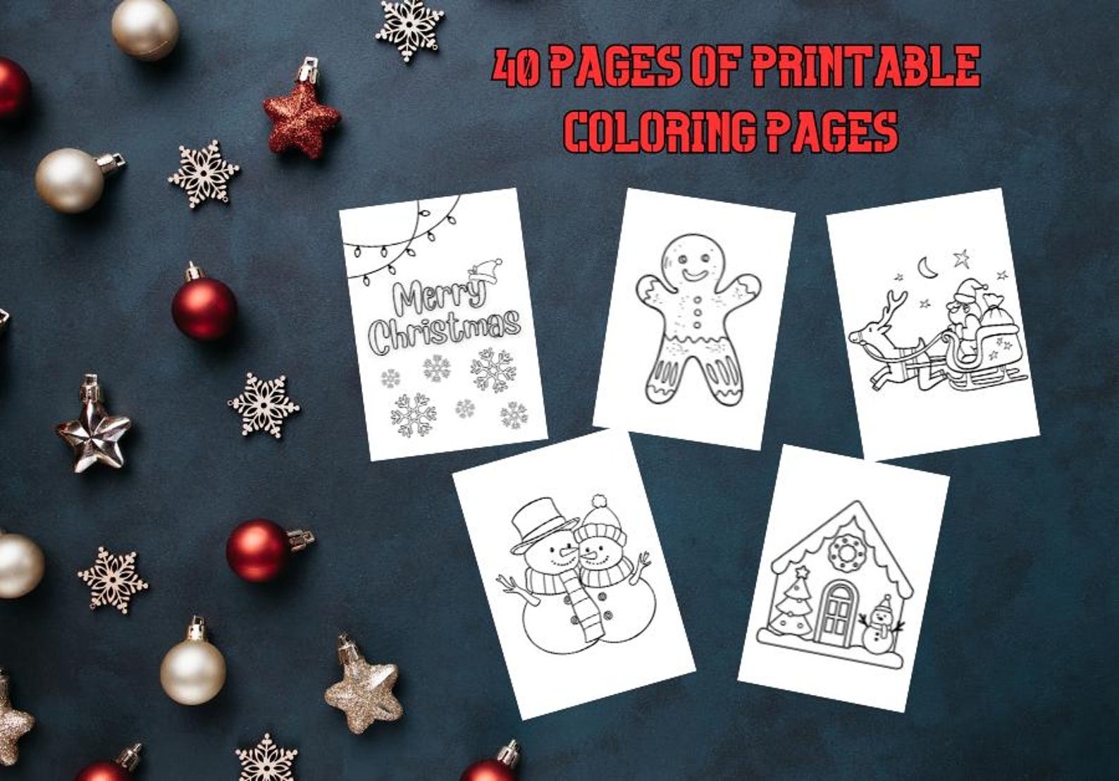 40 Christmas Coloring Printable Pages | Easy and Simple Designs | Kids ...