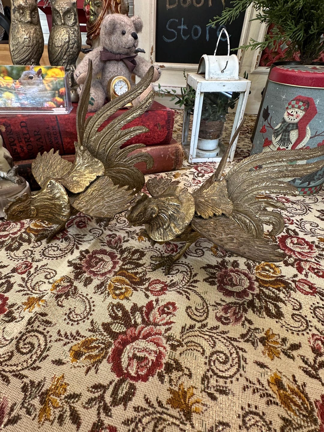 Set of 2 Vintage Brass Roosters - Etsy