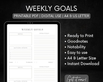 Printable Weekly Goal Achievement Planner Weekly To-do List - Etsy