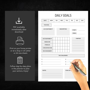 My Printable Daily Goals Digital Planner Instant Download - Etsy