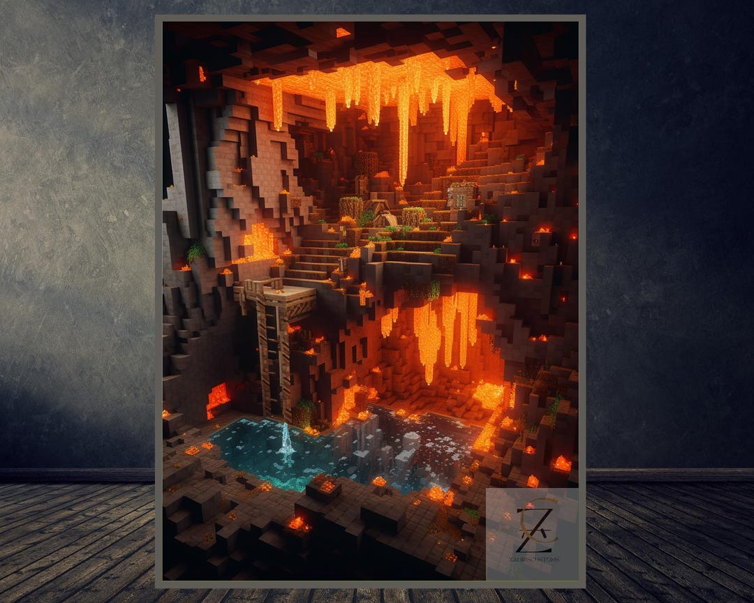Printable Gaming Cavern Art Deep Underground Cavern, Mining Cavern ...