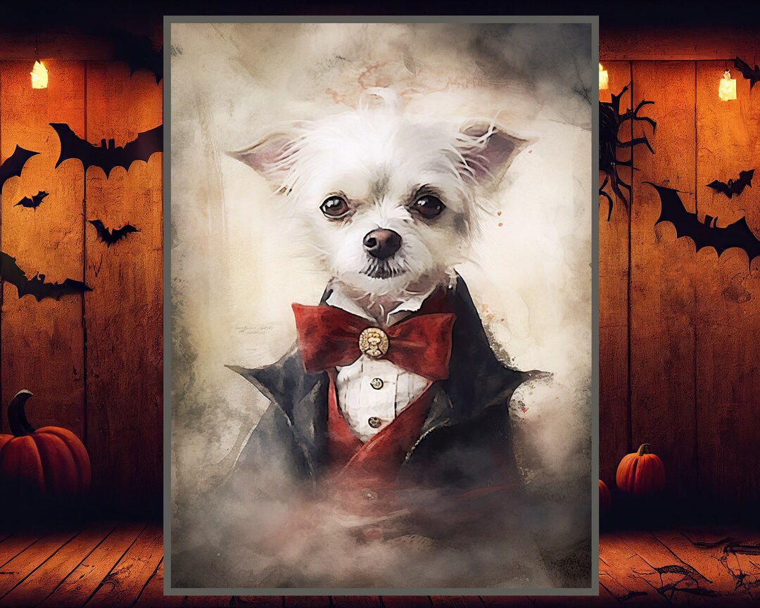 Vampire Cute Dog Print|watercolor Poster |terrier Vampire Print ...