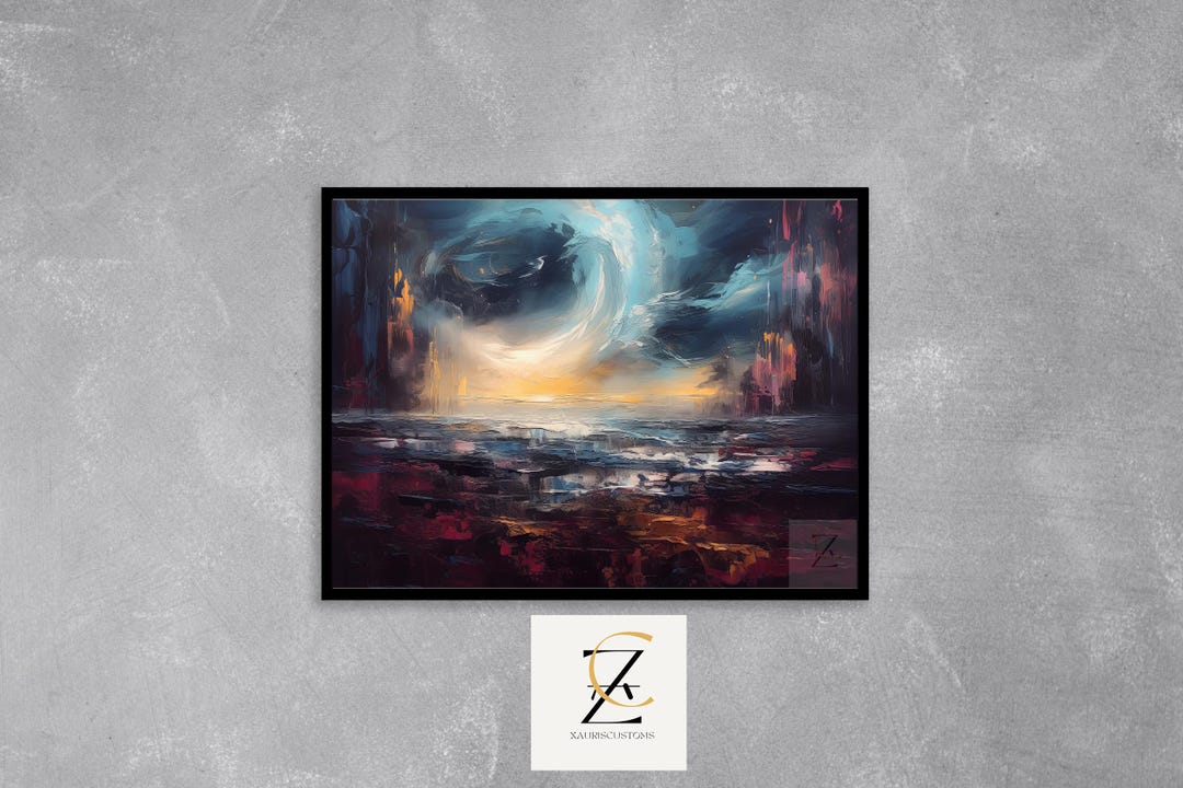 Moody Fantasy Landscape Printable - Dark Surreal Sky, Abstract Swirling ...