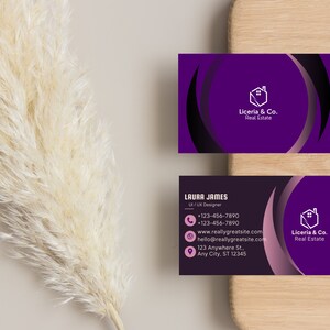 Purple and Black Modern Professional Business Card Landscape Creative ...