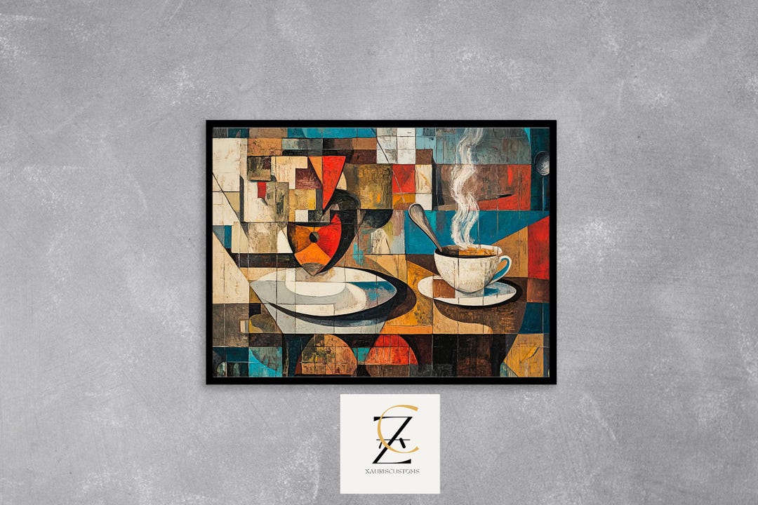 Cubist Style Oil Painting - Printable Abstract Kitchen Scene, Modern ...