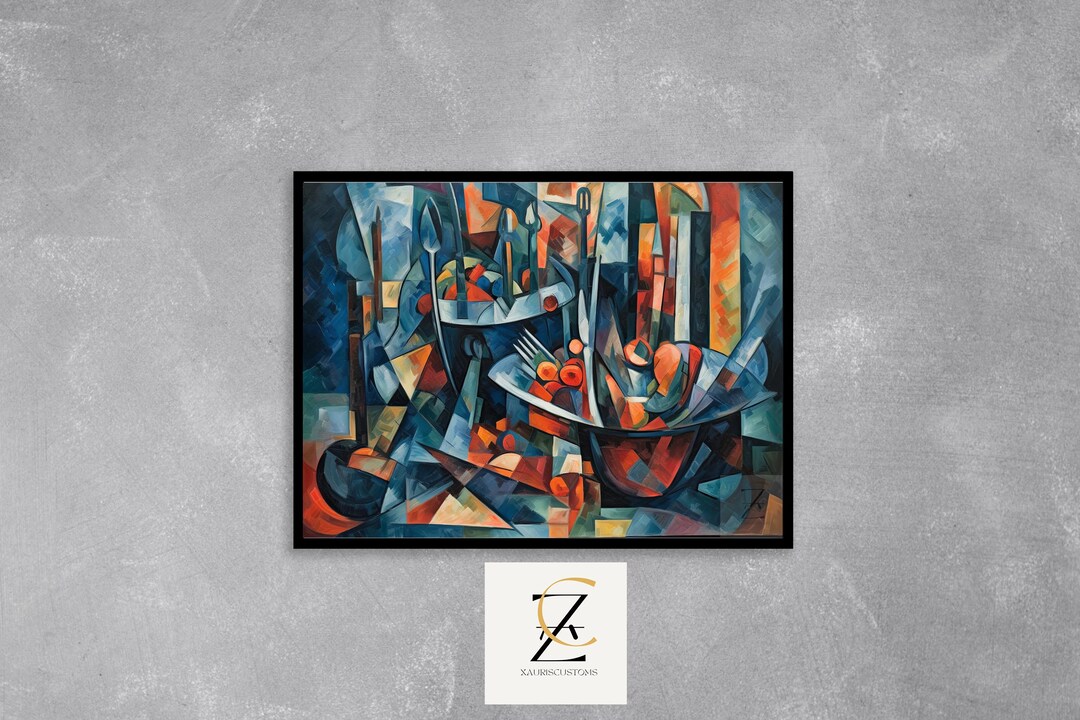Cubist Still Life Printable Wall Art - Geometric Abstract Painting ...