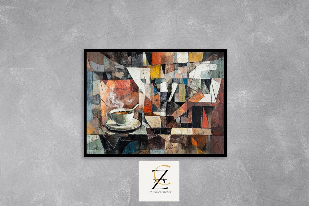 Cubist Style Oil Painting - Printable Abstract Kitchen Scene, Modern ...