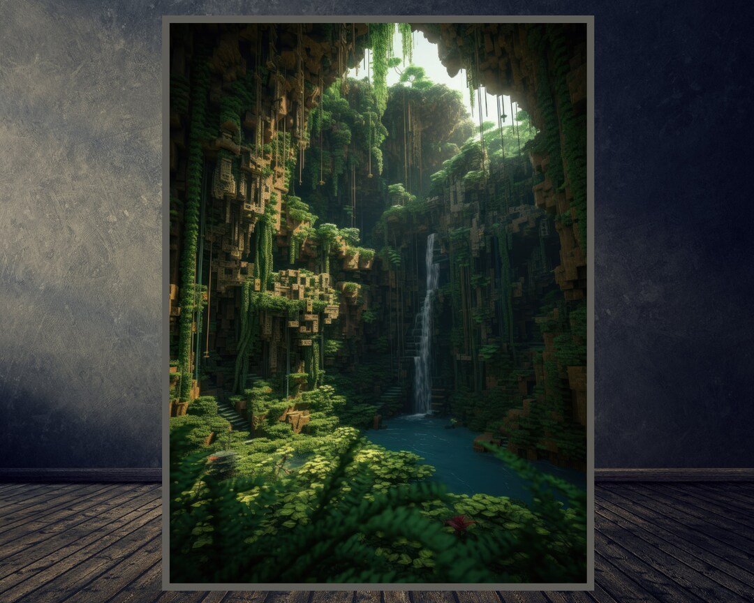 JUNGLE Waterfall GAMING Posterjungle Digital Wallart printable Wallart ...