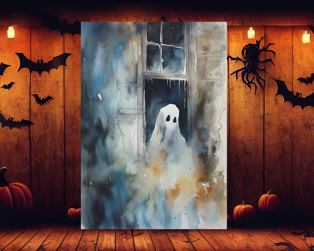 Ghost Staring Out Window Print |watercolor Poster |ghost Print ...