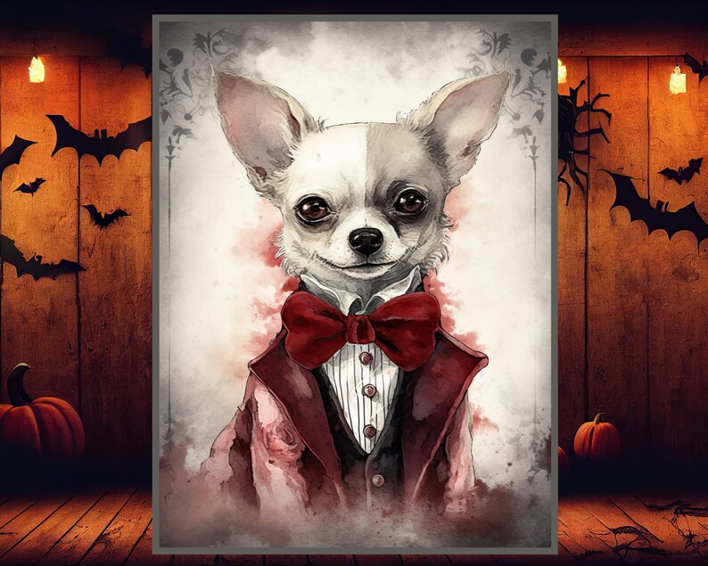 Vampire Cute Dog Print|watercolor Poster |chihuahua Vampire Print ...