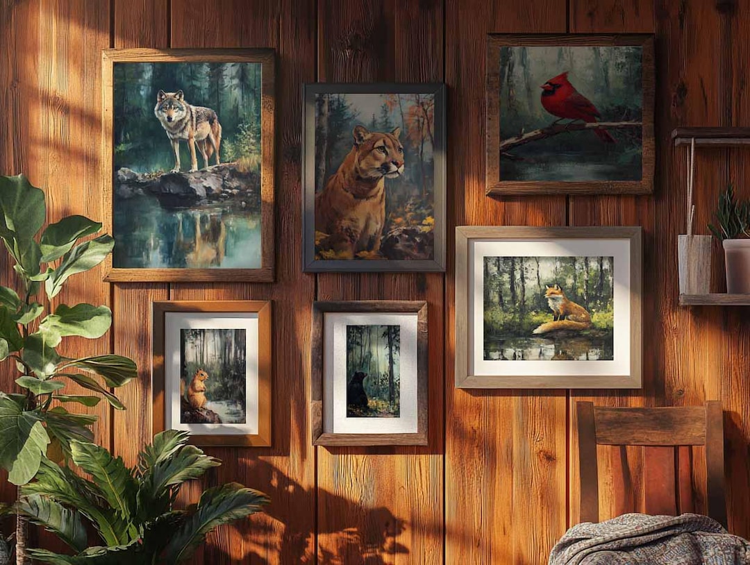 Rustic Forest Animal Printable Wall Art Set of 6, Woodland Creatures ...