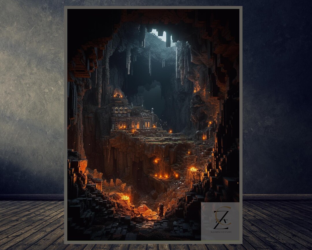 Printable Gaming Cavern Art Deep Underground Cavern, Mining Cavern ...