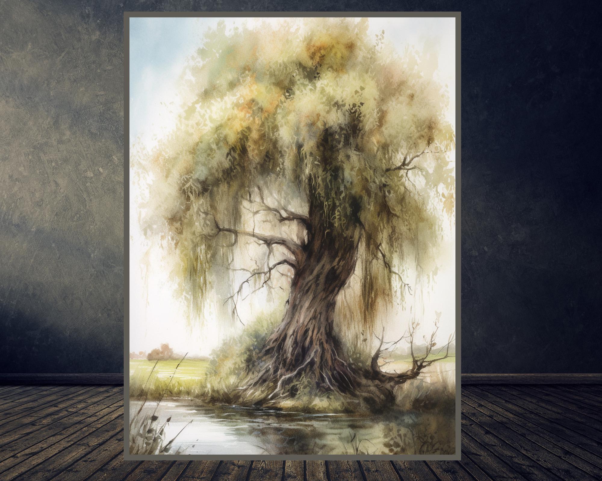 WEEPING WILLOW, Giant Enchanting Tree Wall Art, Tree Painting, Willow ...
