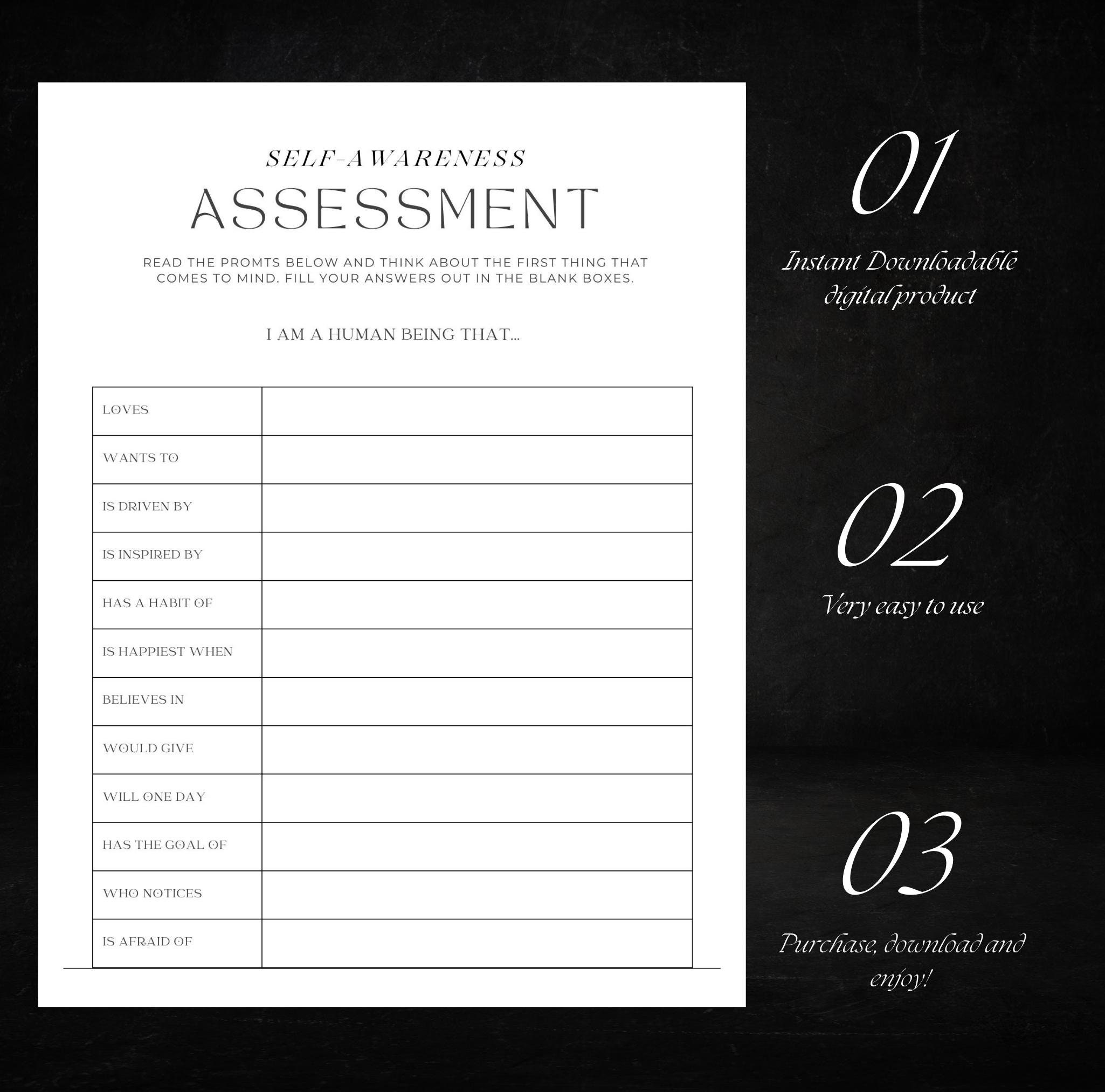 Printable Self Awareness Assessment Planner Good Habits - Etsy