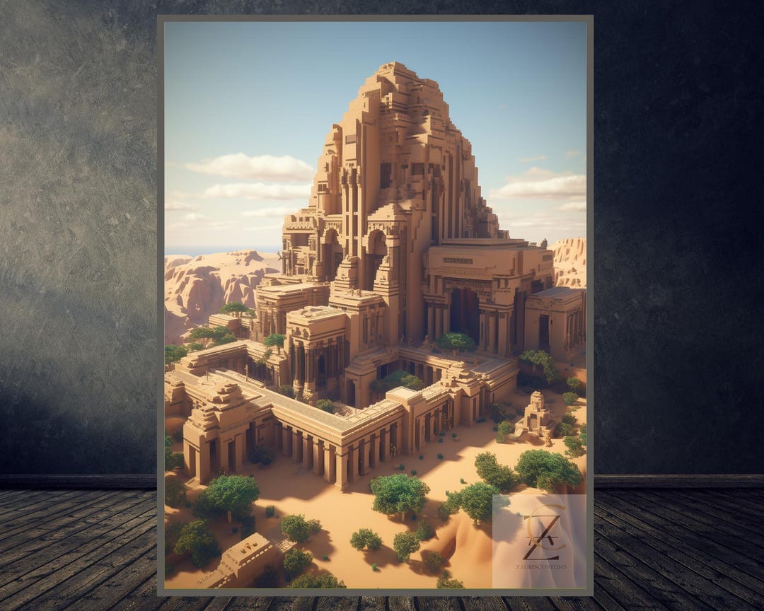 Printable Desert Temple Art - Ancient Sandstone Fortress, Digital ...