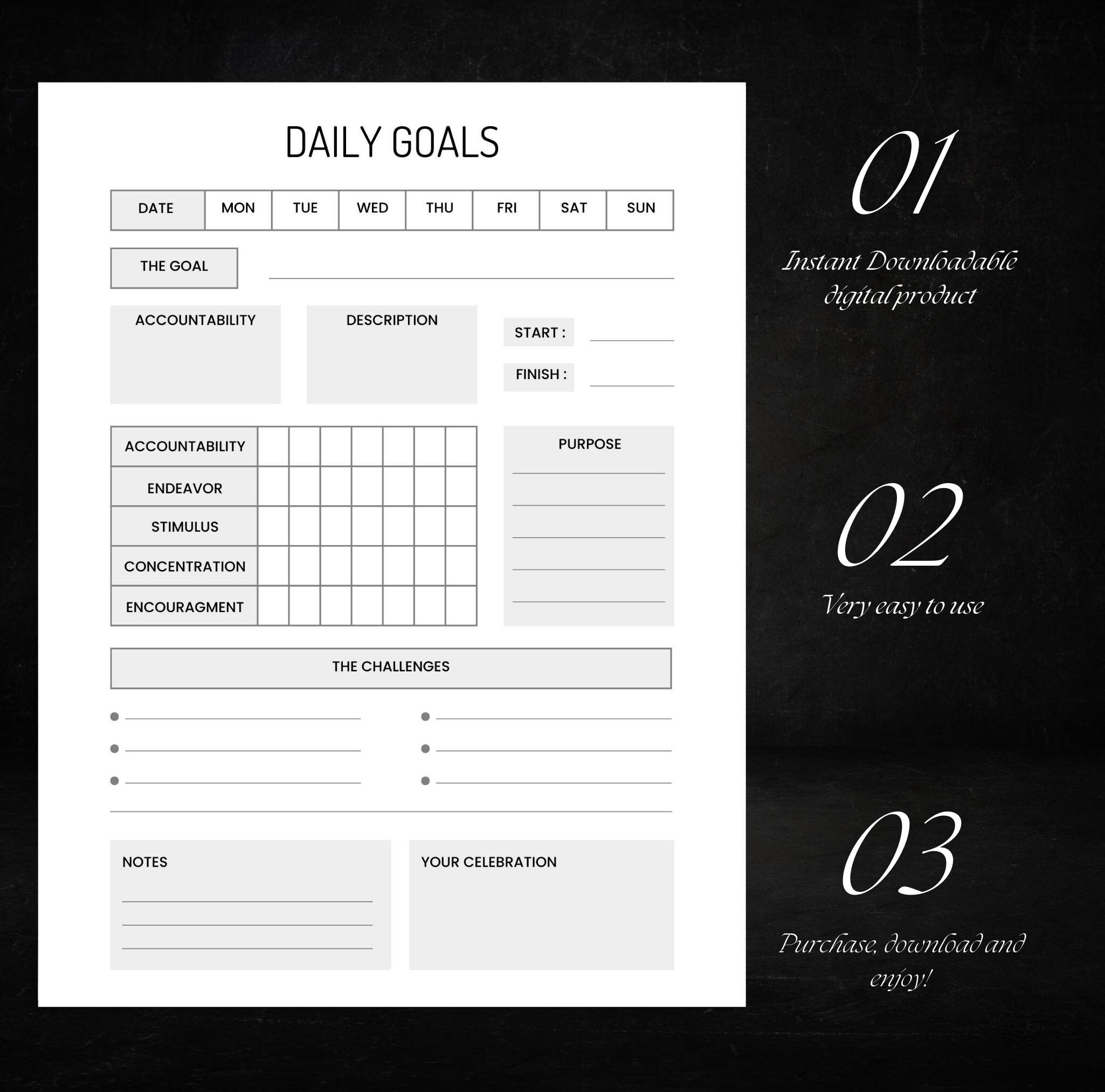 My Printable Daily Goals, Digital Planner, Instant Download Planner ...